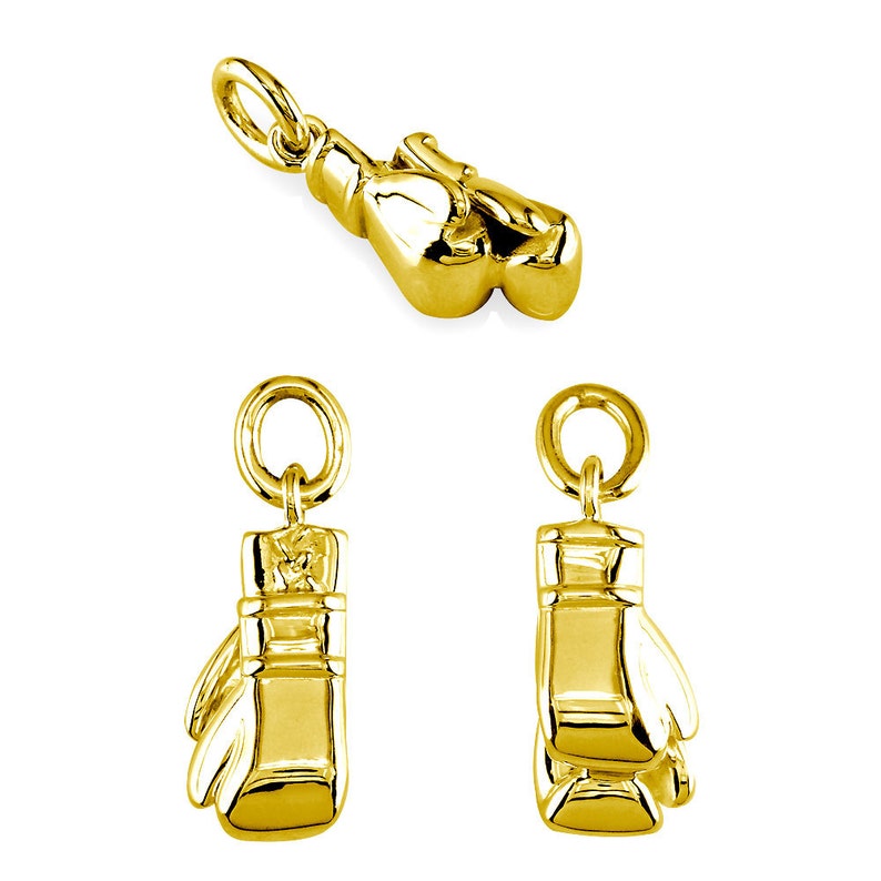 Solid Boxing Gloves Charm with Two Gloves in 14k Yellow Gold | Etsy