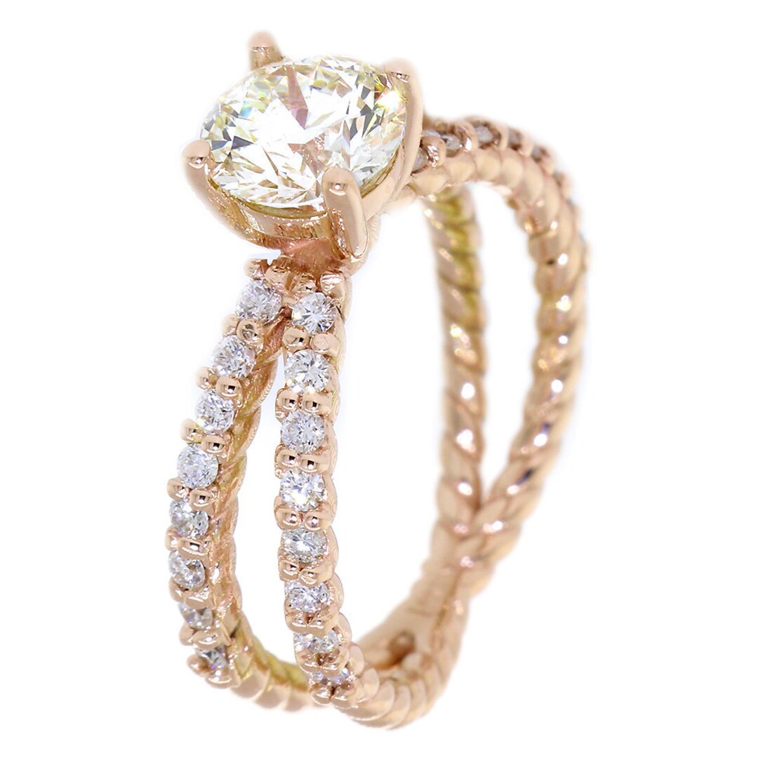 Twist Rope Crossover Engagement Ring Setting for a 1.0CT Round Center ...