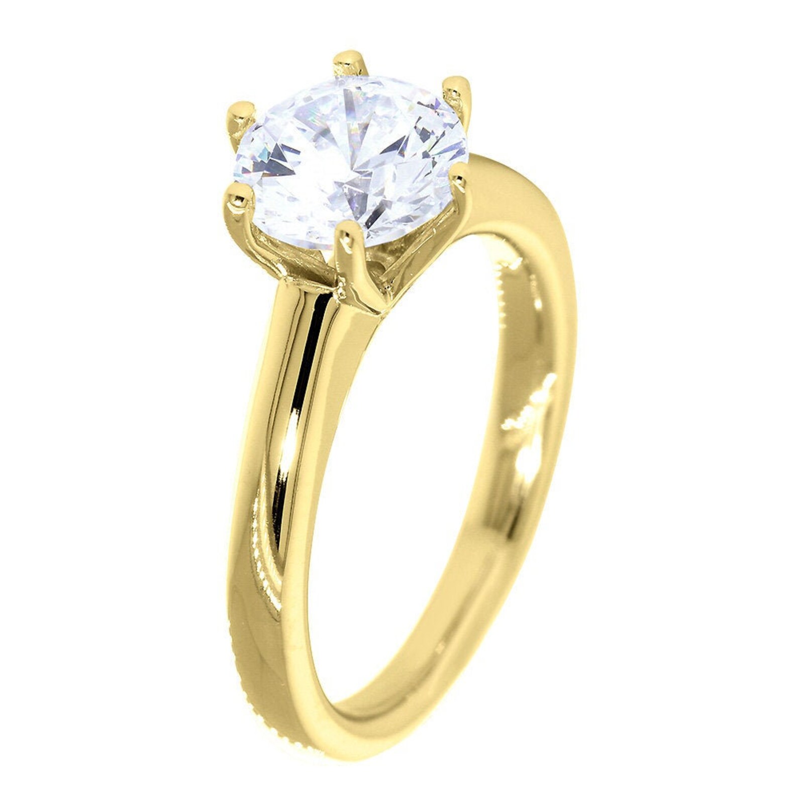 Solitaire Engagement Ring 6 Prong Crown Setting in 14K Yellow - Etsy