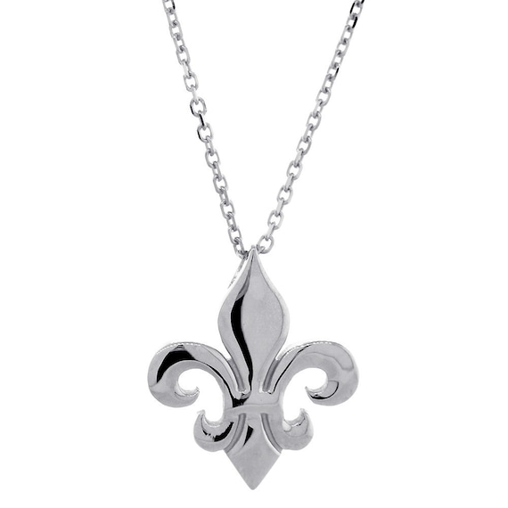 21mm Fleur de Lis Encanto y Cadena en Plata de Ley - Etsy España