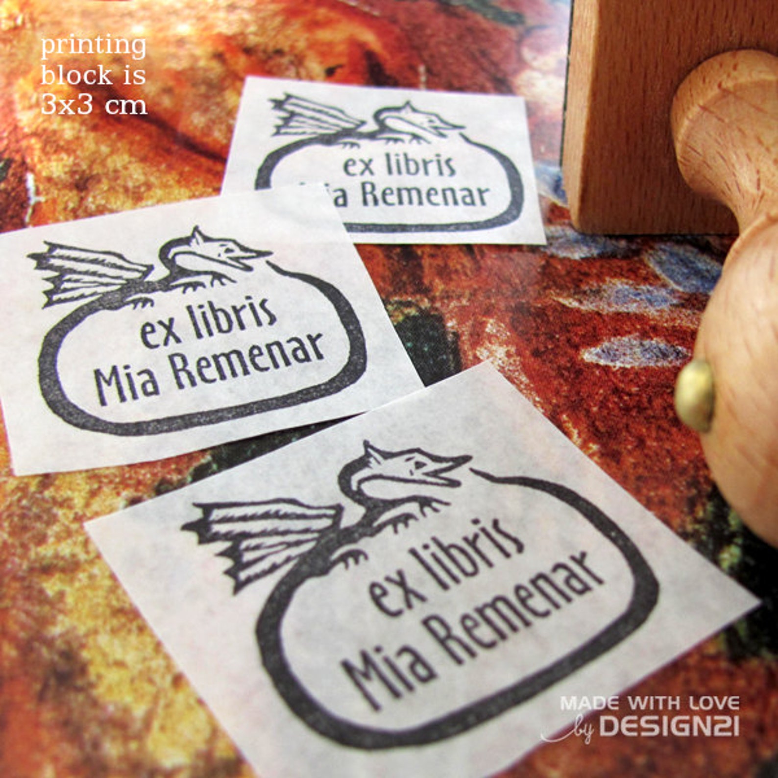 Dragon: Personalised Rubber Stamp (3x3 Cm) - Etsy
