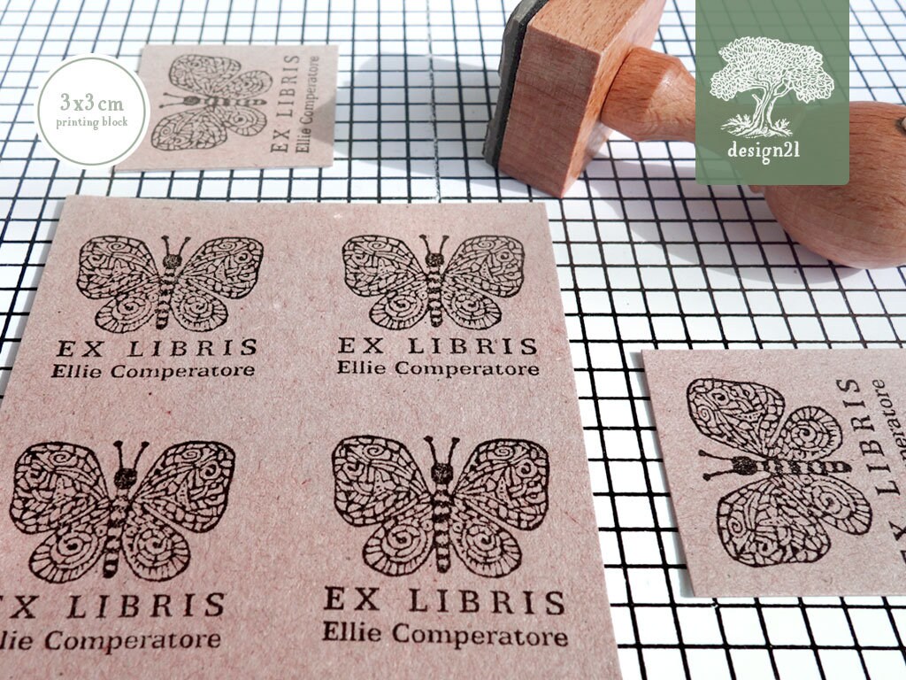 Butterfly: Personalised Rubber Stamp 3x3 Cm - Etsy