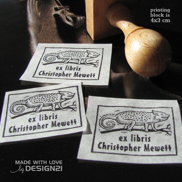 Medieval Chameleon: Personalised Stamp 4x3 Cm - Etsy