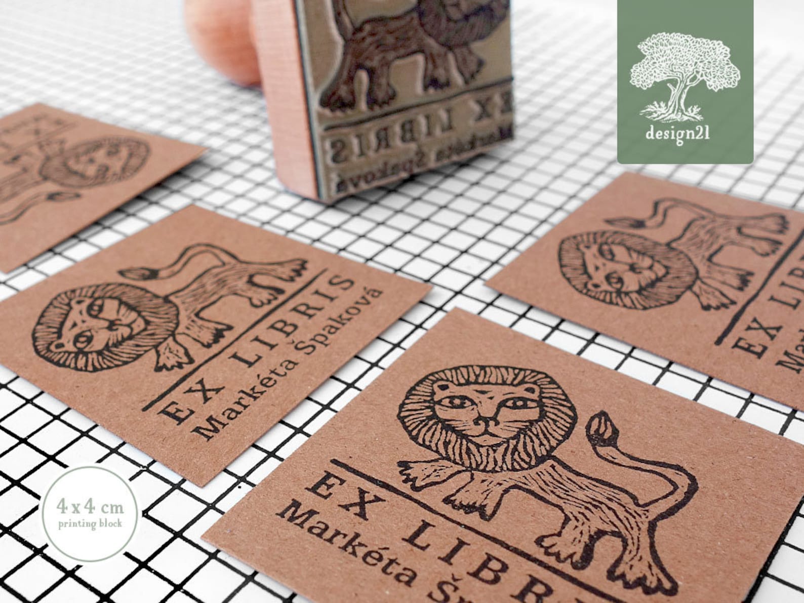 Lion: Personalised Stamp 4x4 Cm - Etsy