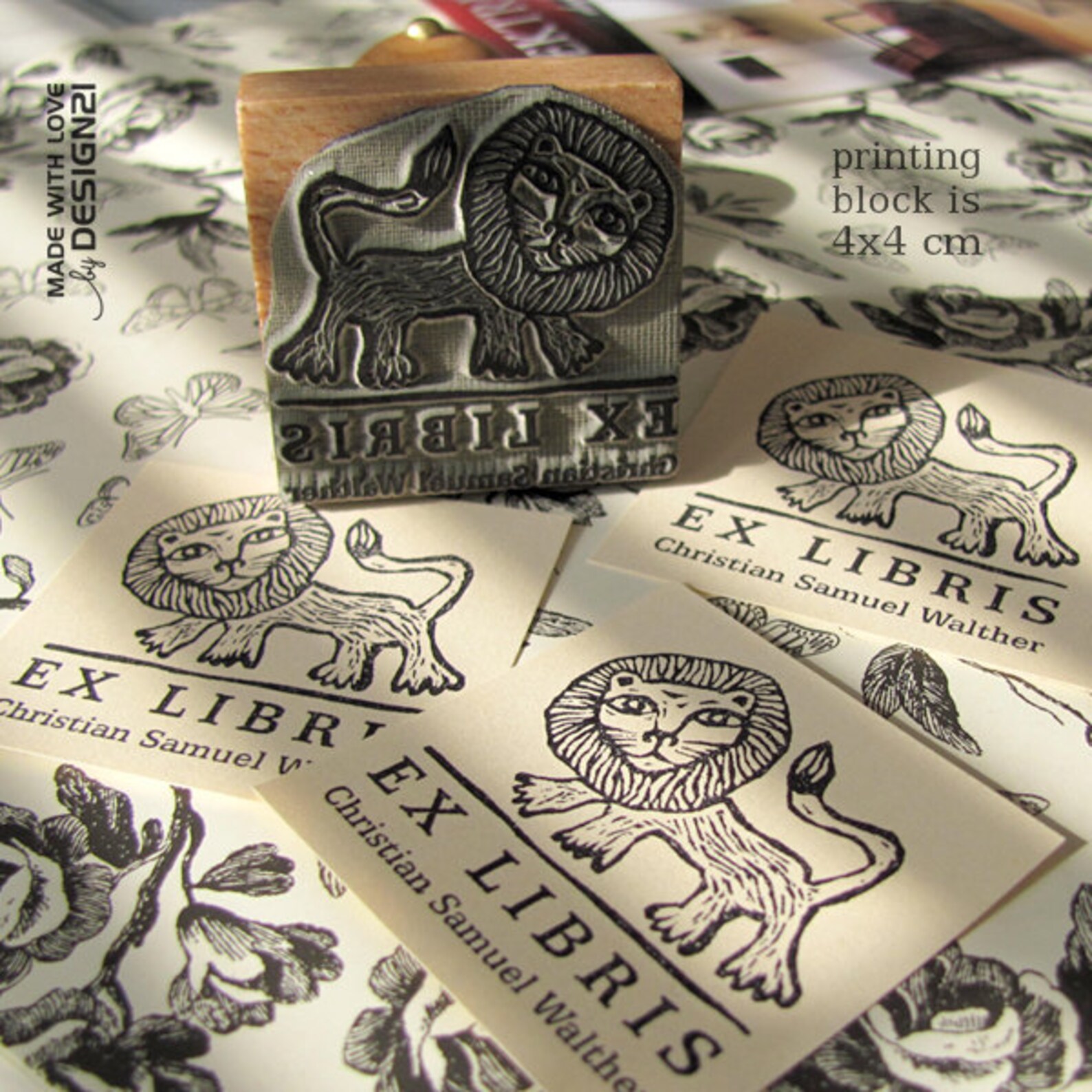 Lion: Personalised Stamp 4x4 Cm - Etsy