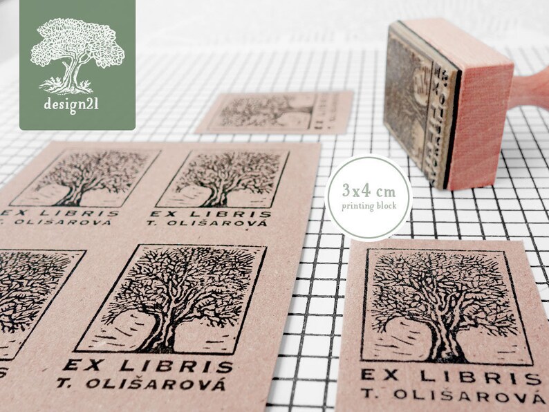 Tree: personalised rubber stamp 3x4 cm | Etsy