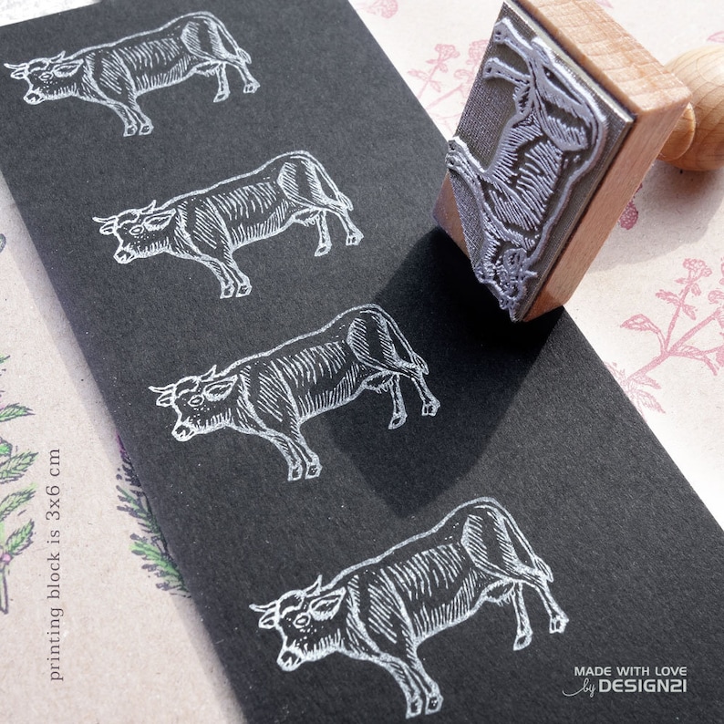 Cow: Rubber Stamp 5x3 Cm - Etsy