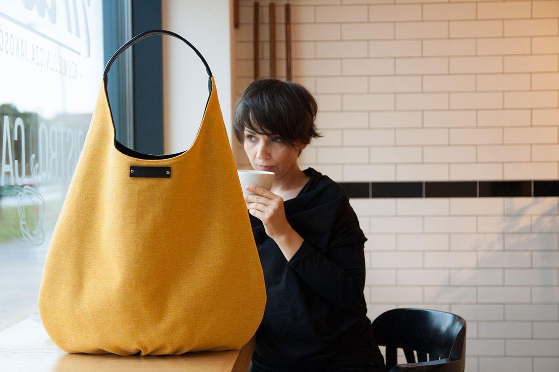 Zippered Hobobag Yellow Handbag Shoulder Hobo Bag Slouch - Etsy
