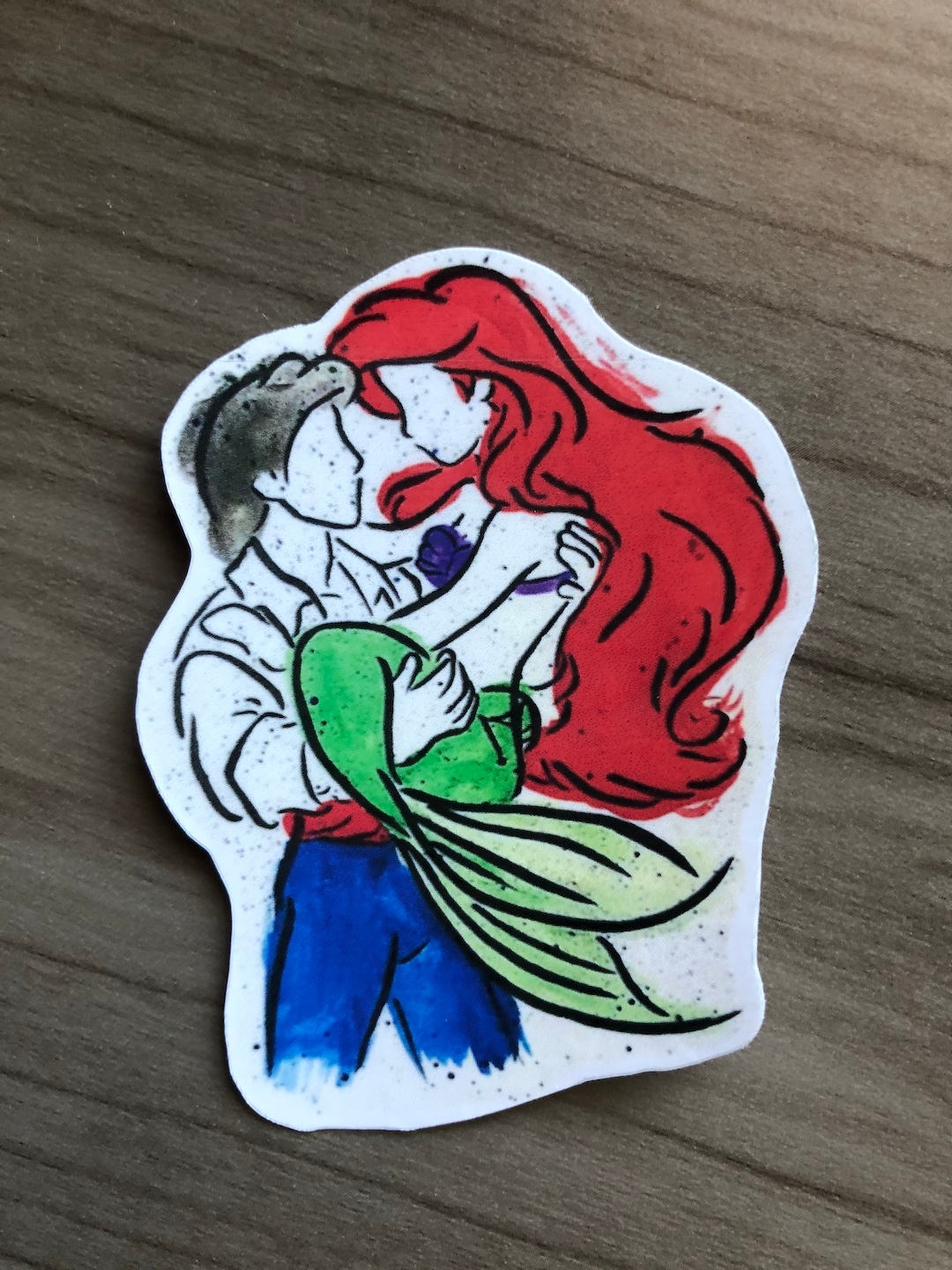 Enchanting Ariel and Eric Watercolor Vinyl Sticker - 3 Inches - Etsy