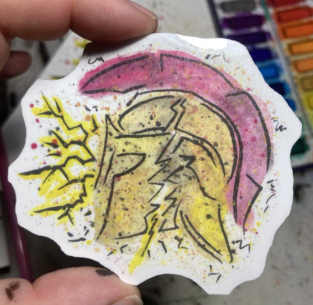 Gods Break Men – Zeus Splits a Greek Helmet – Vinyl Watercolor ...