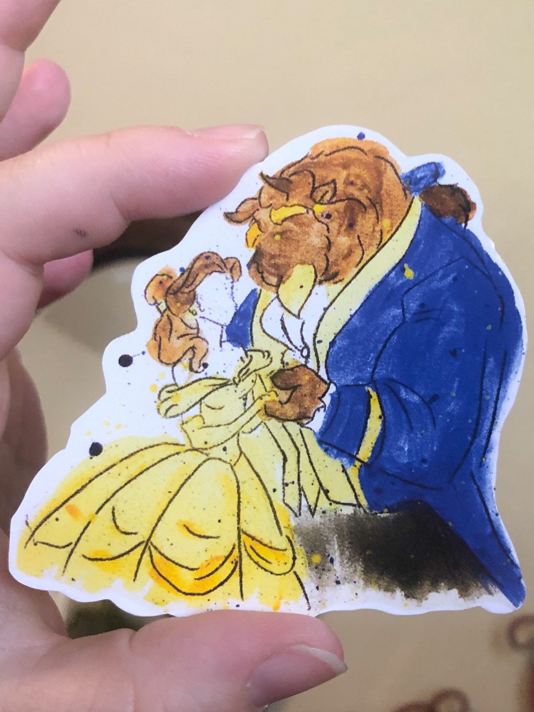 Charming Beauty and the Beast Inspired Watercolor Vinyl Sticker - 3 ...