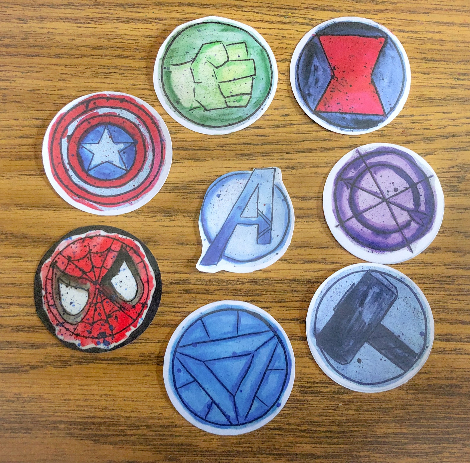 Marval Avengers Logo Watercolor Painting Waterproof Sticker - Etsy