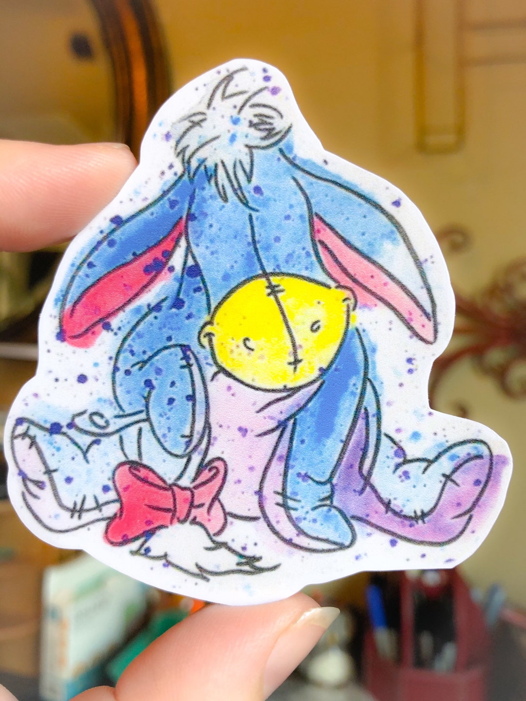 Watercolor Painting Eeyore Waterproof Vinyl Sticker - Etsy