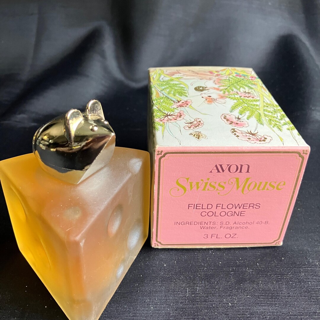 Avon Mouse Perfume Bottle Swiss Cheese Block Cologne Field of Flowers ...