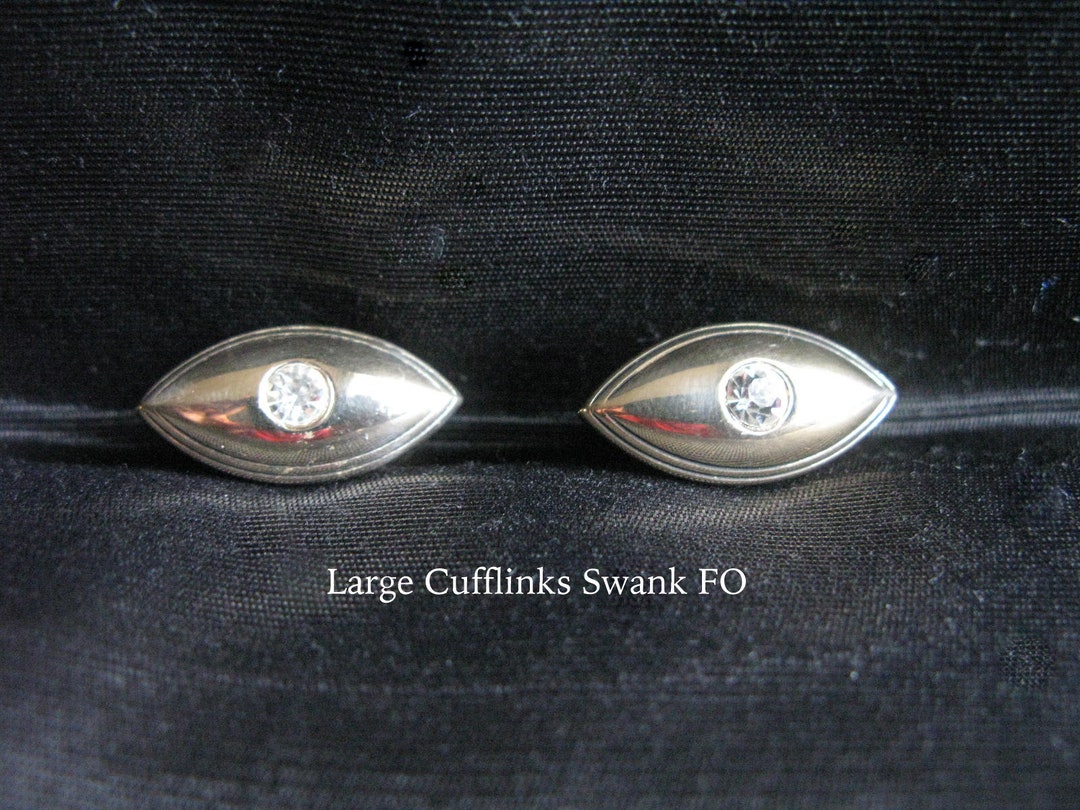 Large Cufflinks Swank Rare Lozenge Shaped Cuff Links With Rhinestones ...