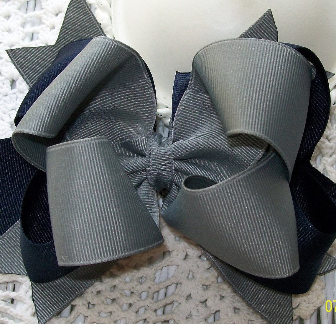 Grey and Navy Hair Bow.....uniform Hair Bows....girls Hair - Etsy