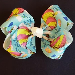 Dr Seuss Week Bow...read Across America Bow...aqua and White Bow ...