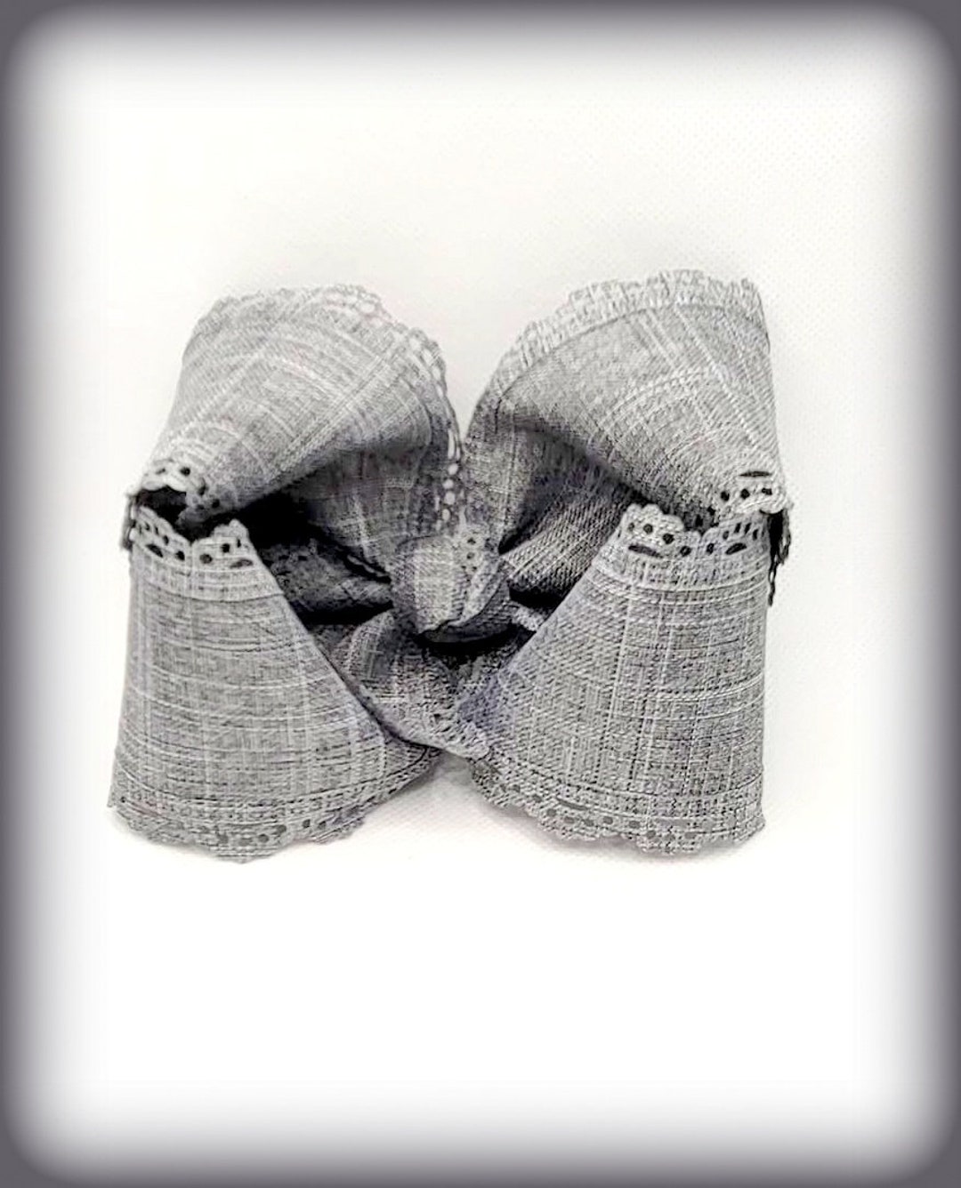 Gray Bow...grey Bow...gray Hair Bow....grey Hair Bow...grey Lace Bow ...