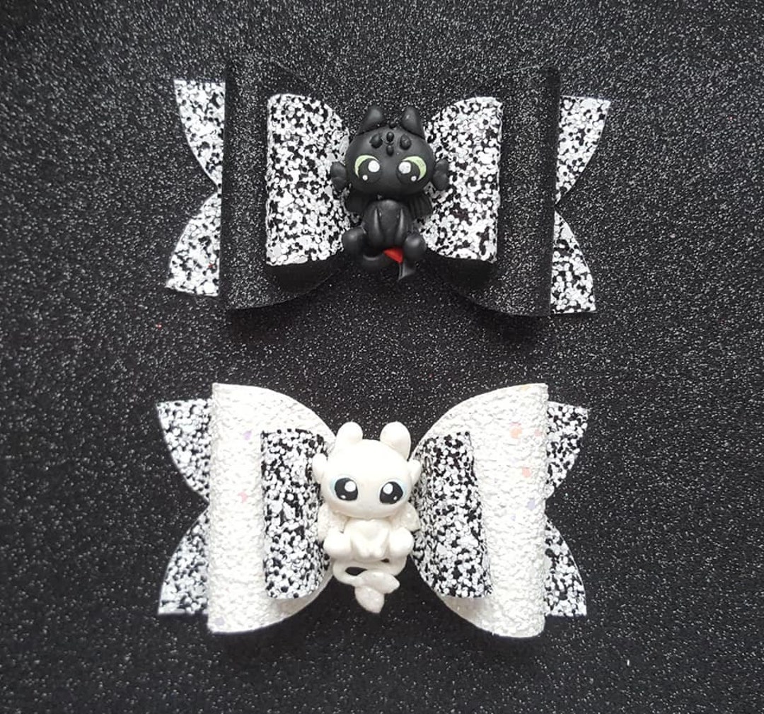 Dragon Bow...toothless Bow...light Fury Bow..glitter Bow..5 Inch Bow ...