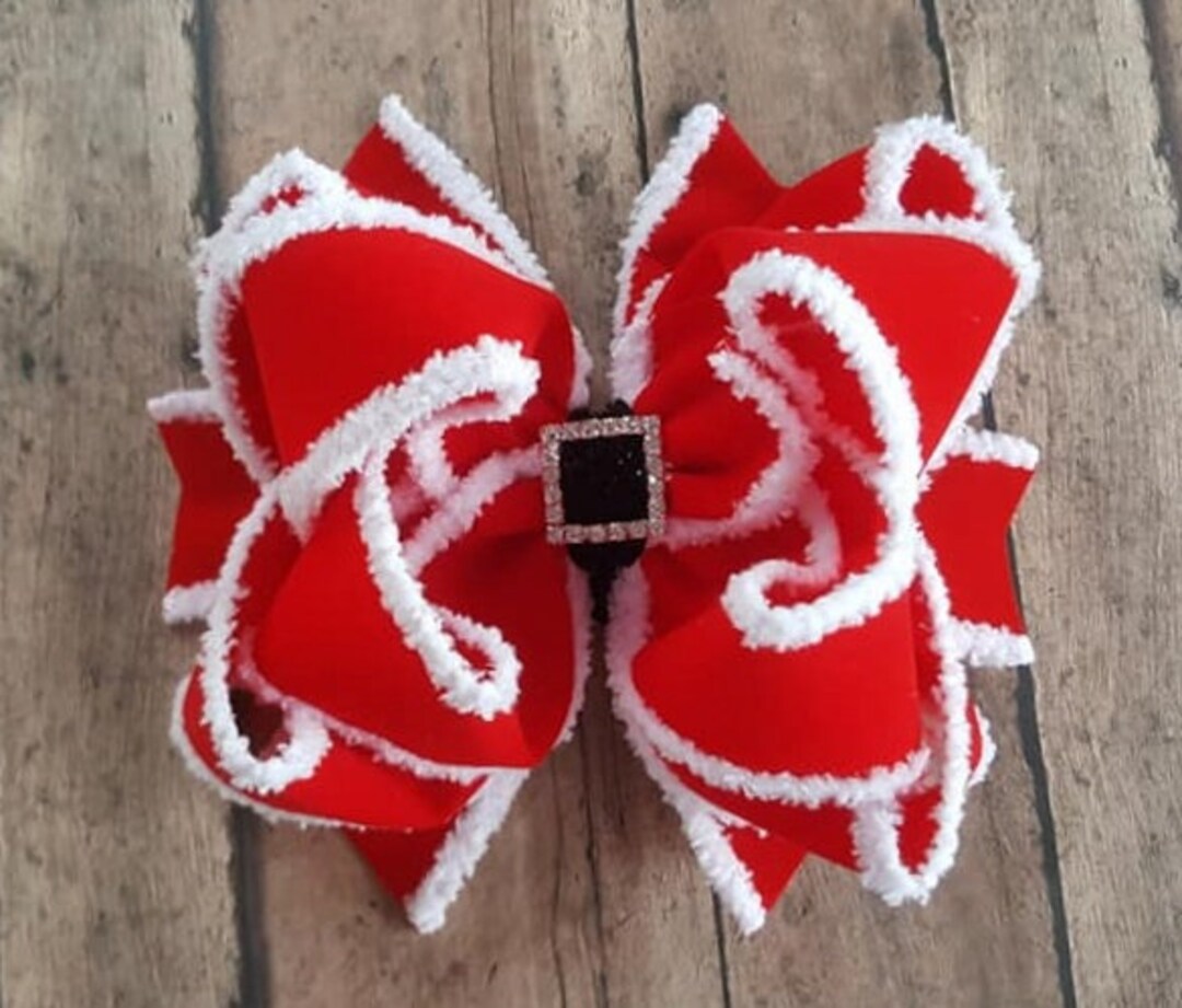 Santa Bow...santa Hair Bow..red Velvet Bow...christmas Bow..christmas ...
