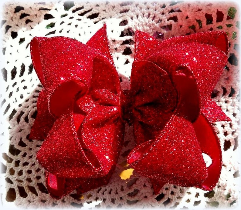 Glitter Bows..glitter Bow...ultimate Glitter Bow..red Glitter - Etsy