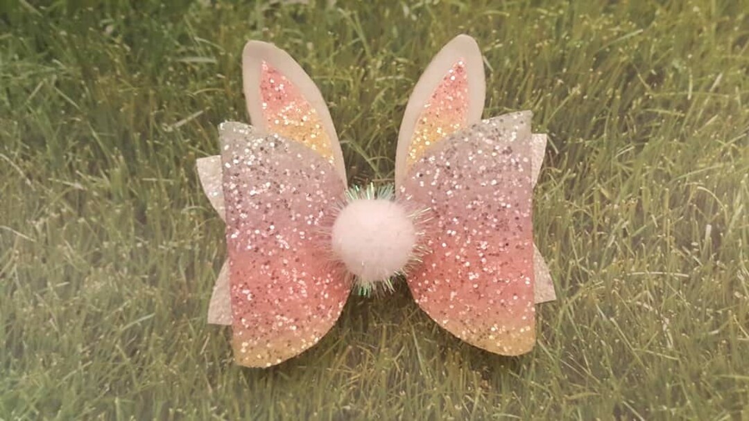 Bunny Bow...easter Hair Bow...bunny Hair Bow...bunny Easter - Etsy