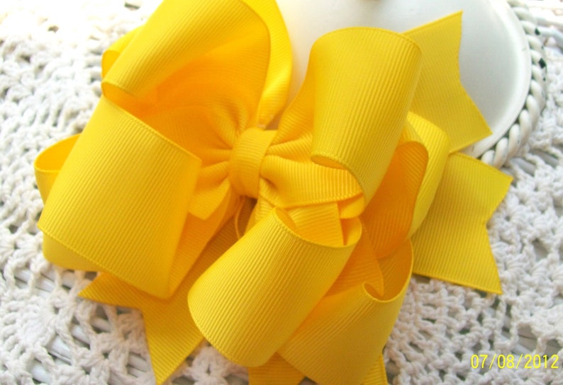 Yellow Hair Bow...school Hair Bow..yellow Hair Bows....yellow | Etsy