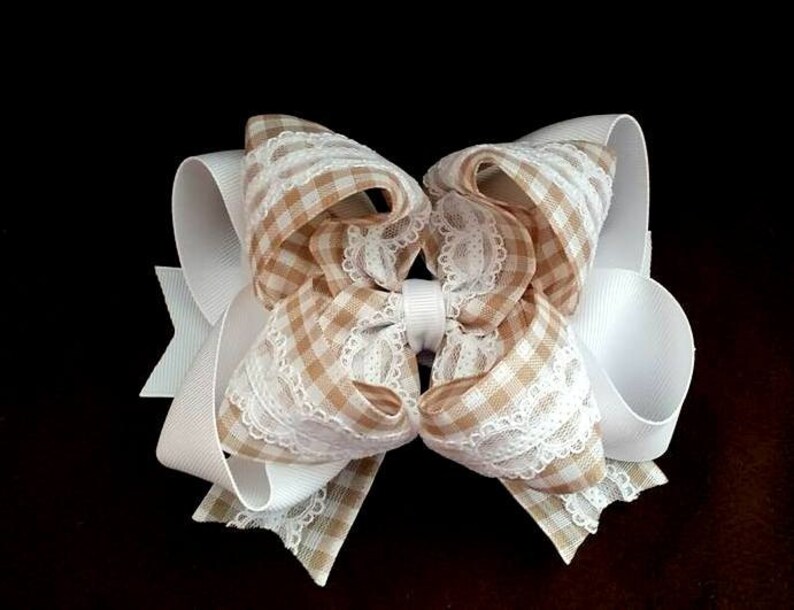 Tan and White Gingham....tan Gingham Bow...tan and White - Etsy