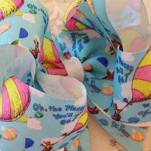 Dr Seuss Week Bow...read Across America Bow...aqua and White Bow ...