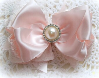 Pink Lace Bow | Etsy