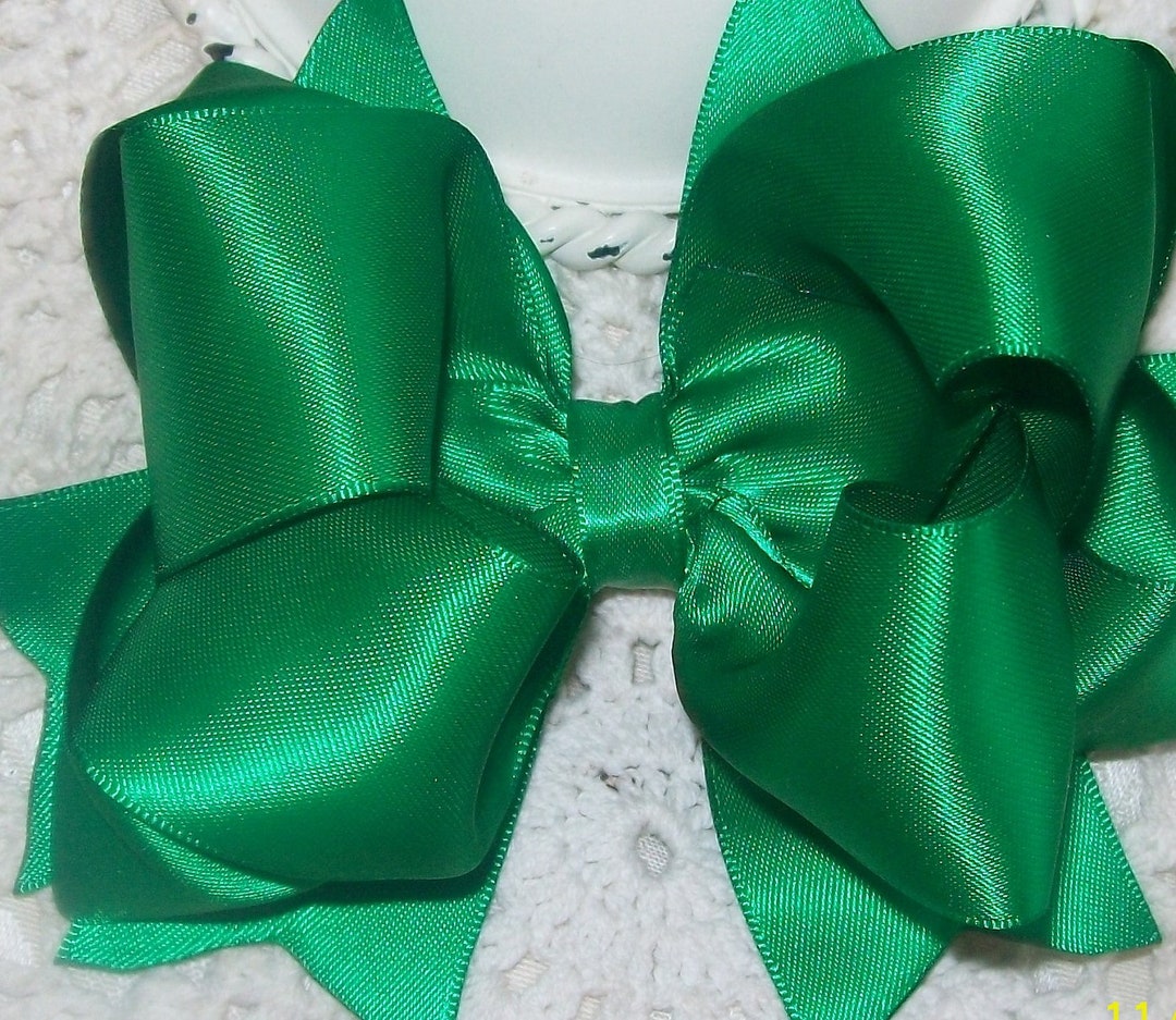 Emerald Green Hair Bow....green Satin Hair Bow....satin Hair - Etsy