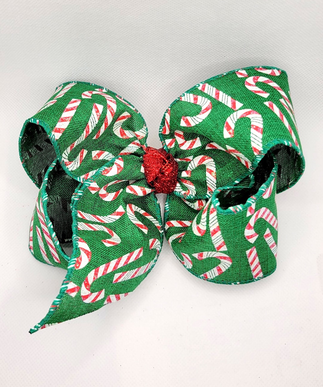 Candy Cane Bow...christmas Bow...candy Canes....green - Etsy