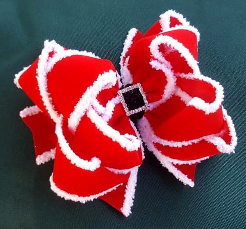 Santa Bow...Santa Hair Bow..Red Velvet Bow...Christmas | Etsy