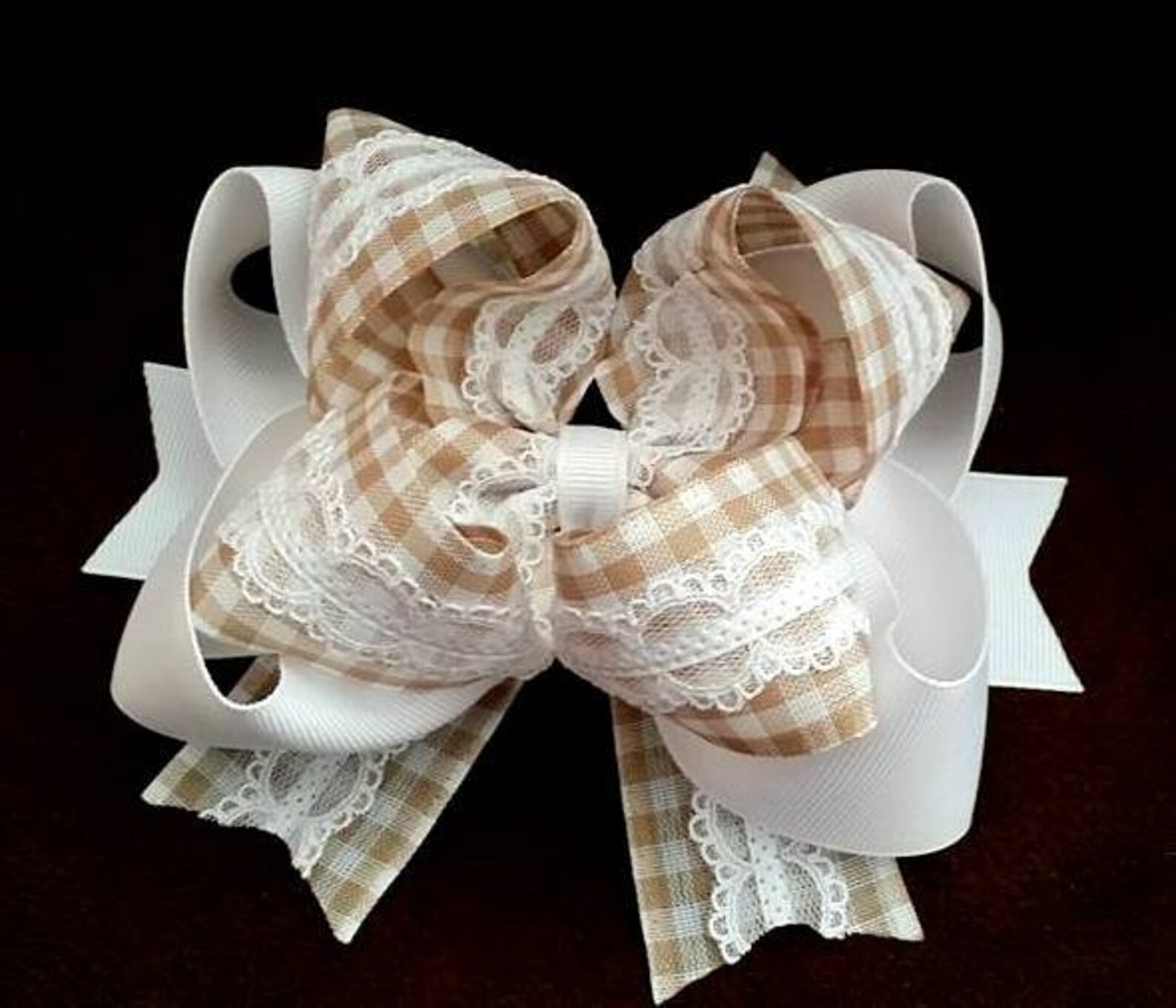 Tan and White Gingham....tan Gingham Bow...tan and White - Etsy
