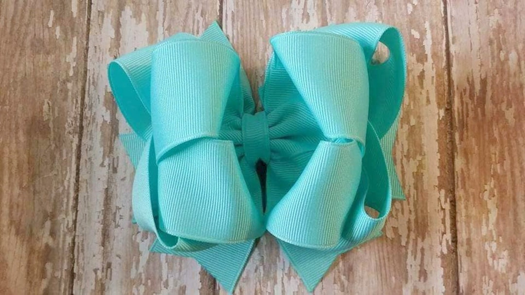Aqua Bow...aqua Hair Bow..aqua Triple Layer Bow...5 Inch Bow...6 Inch ...