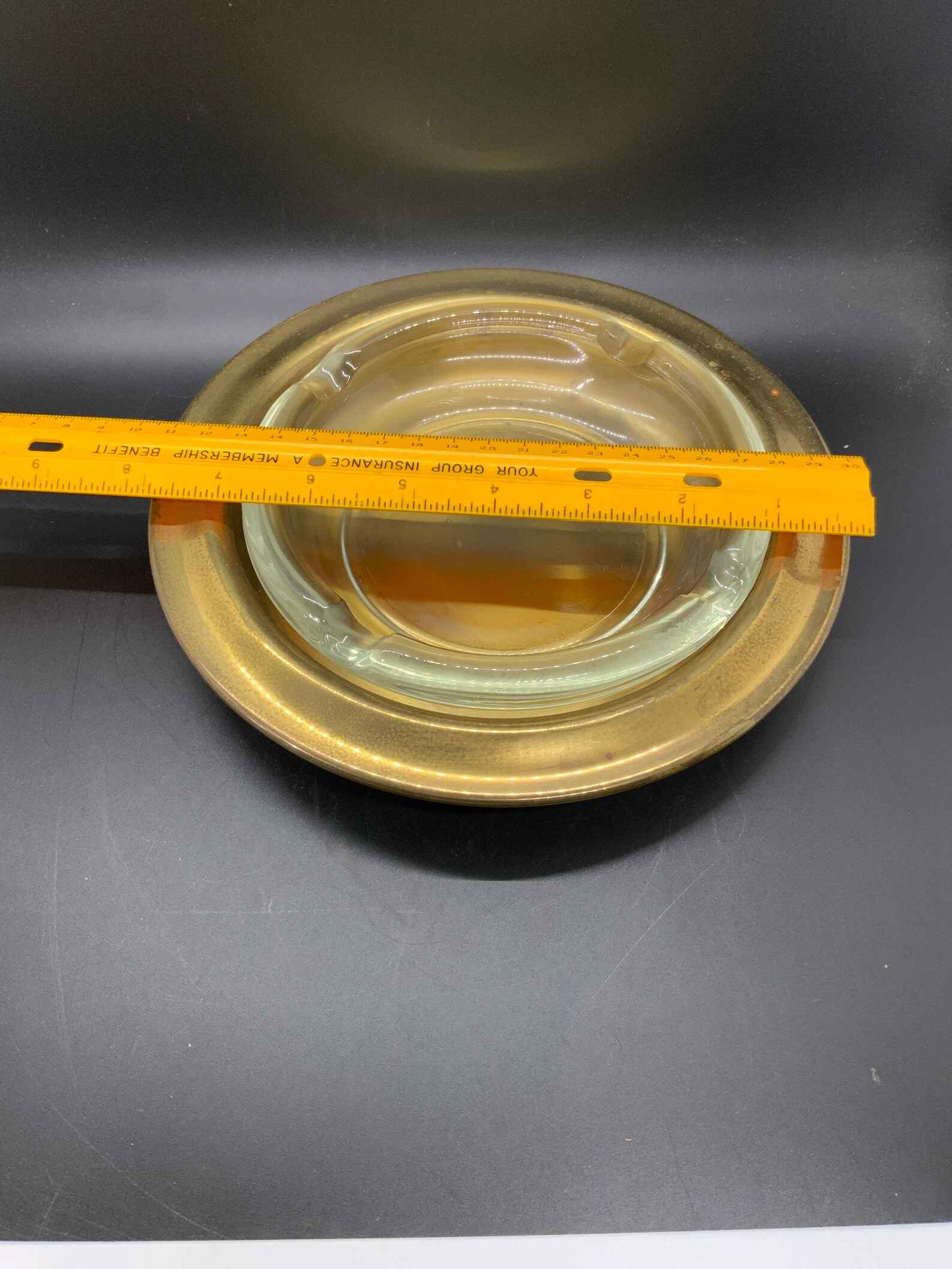 Vintage Metal Ashtray With Glass Insert - Etsy
