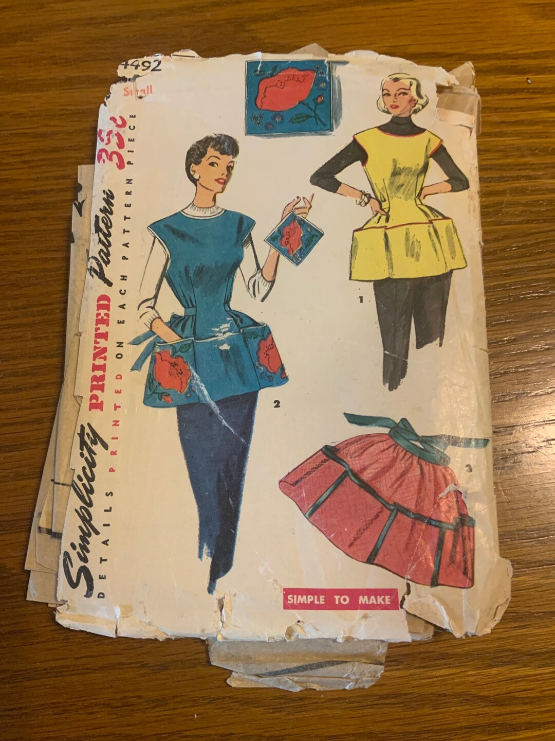 Vintage Simplicity Apron Pattern #4492 - Etsy