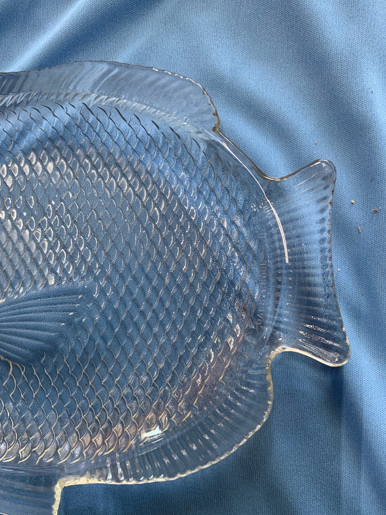 Vintage Glass Fish Shaped Platter - Etsy