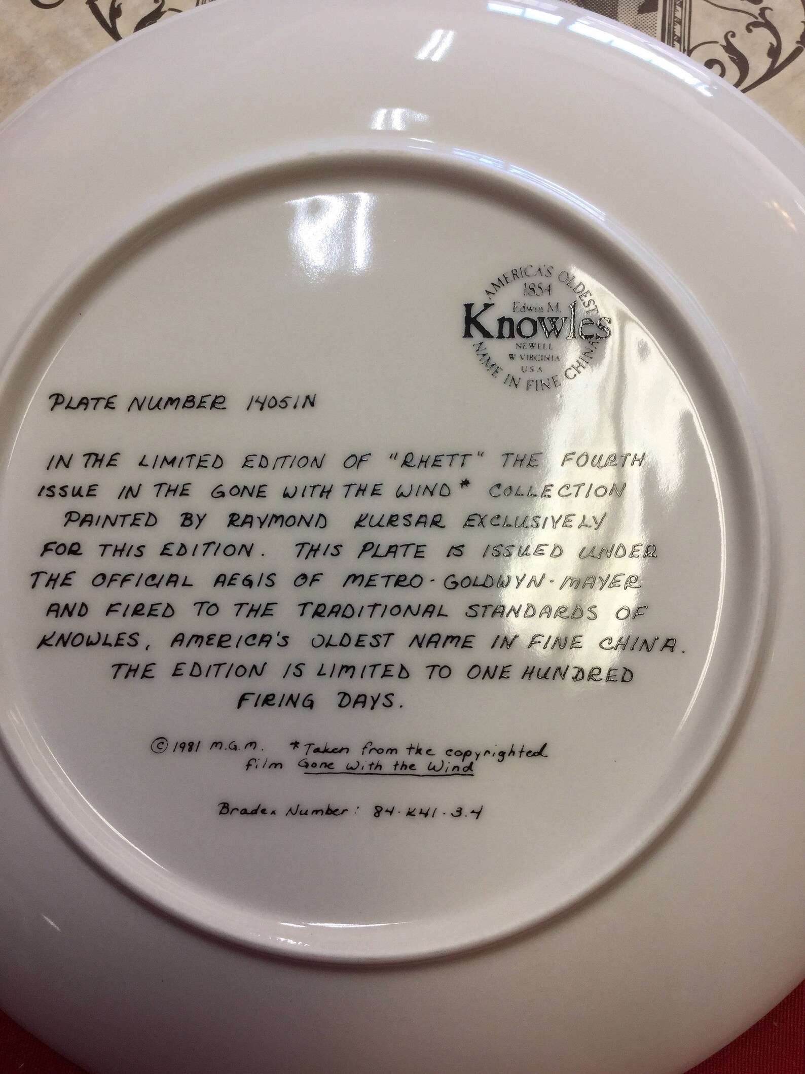 Rhett Butler Collectors Plate | Etsy