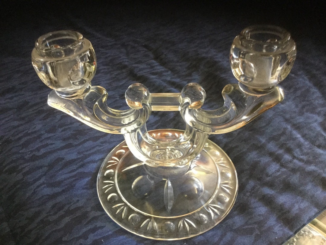 Glass Double Candlestick - Etsy