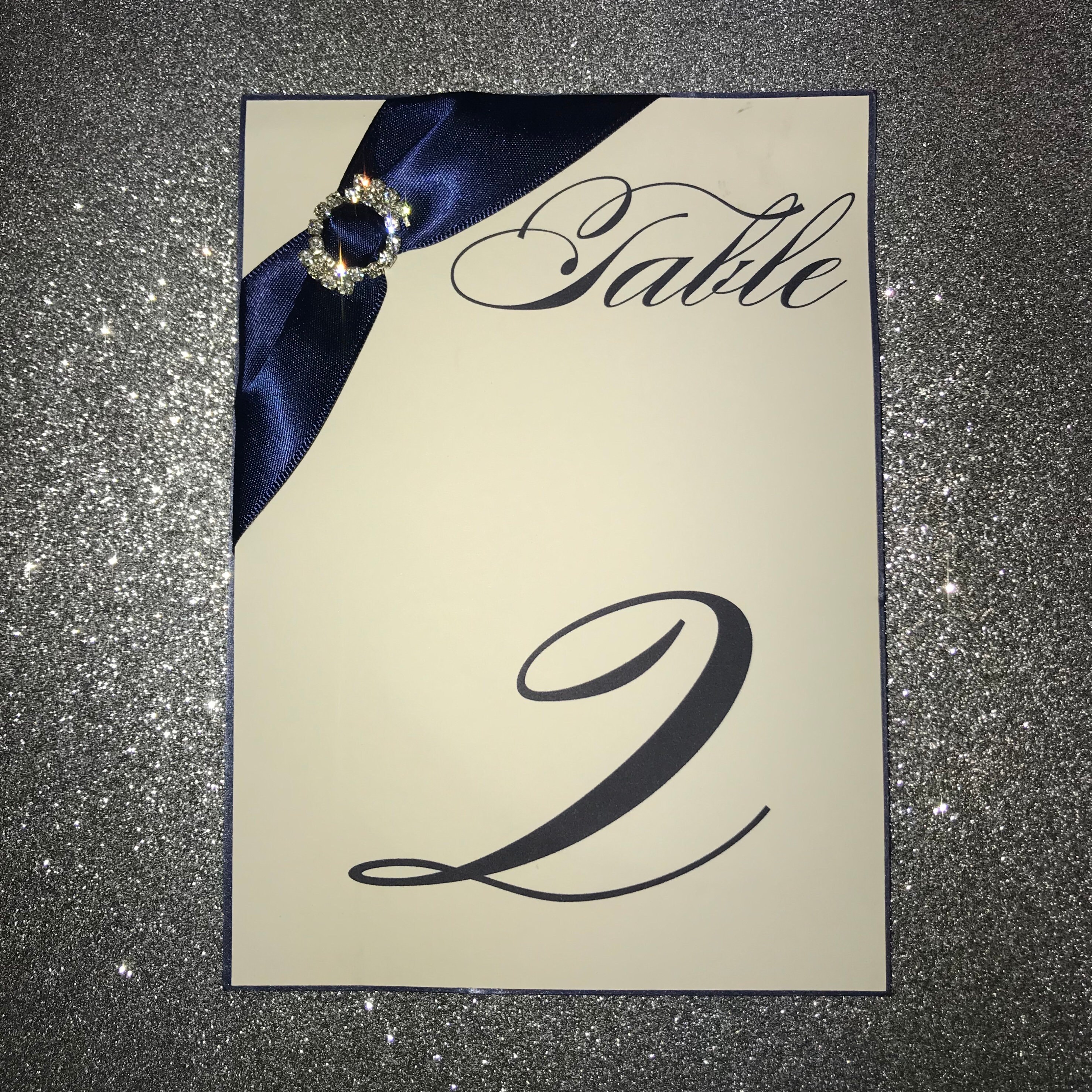 Elegant Double Layer Table Numbers With Ribbon and Rhinestone Brooche ...