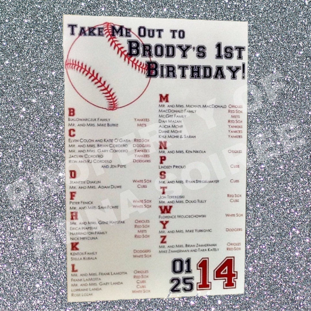SPORTS THEMED Seating Chart - Personalize Font, Font Color, Background ...