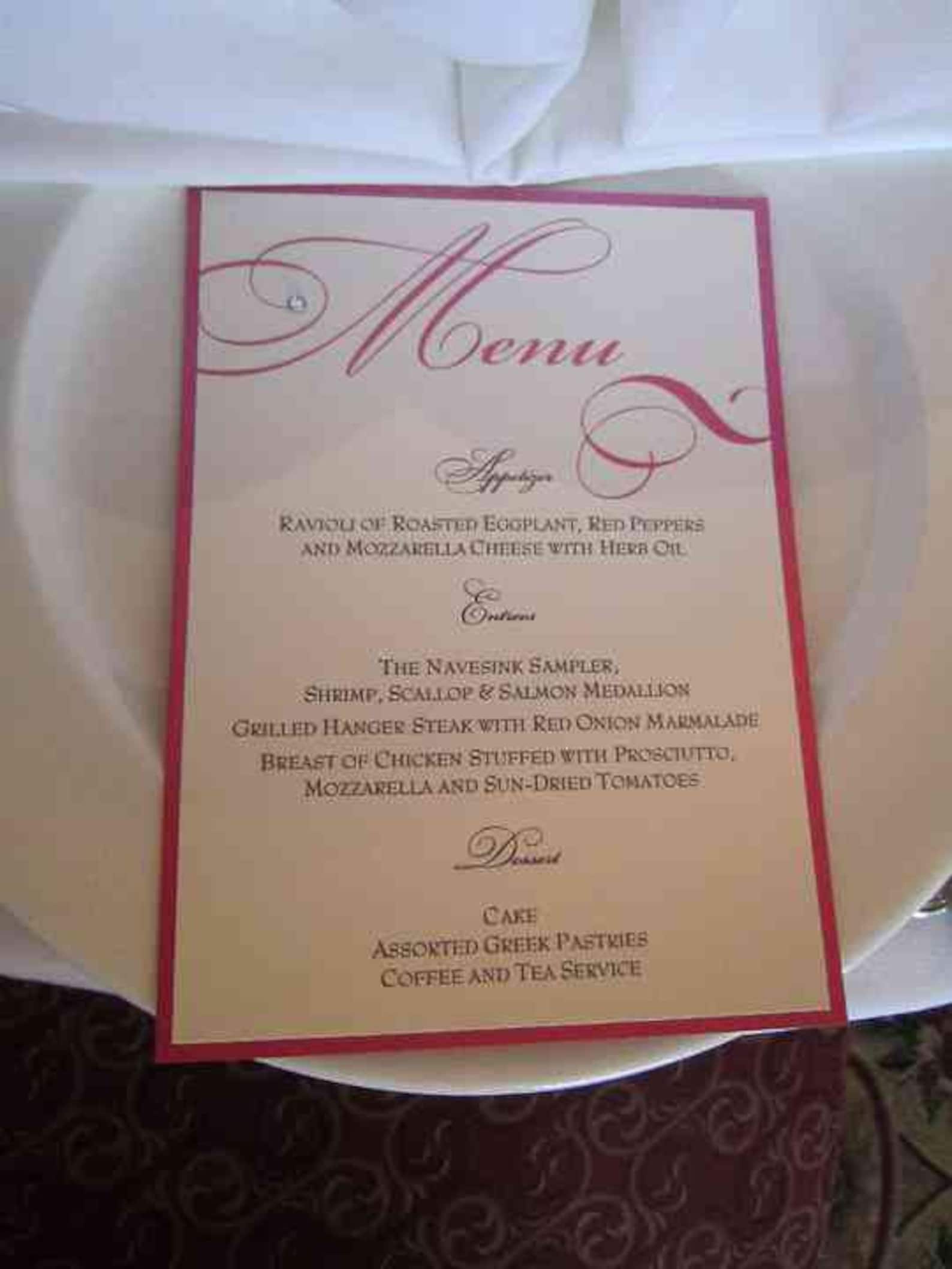 Double Layer Party Menu - Any Color or Theme -- Pink, Blue, Neutral ...