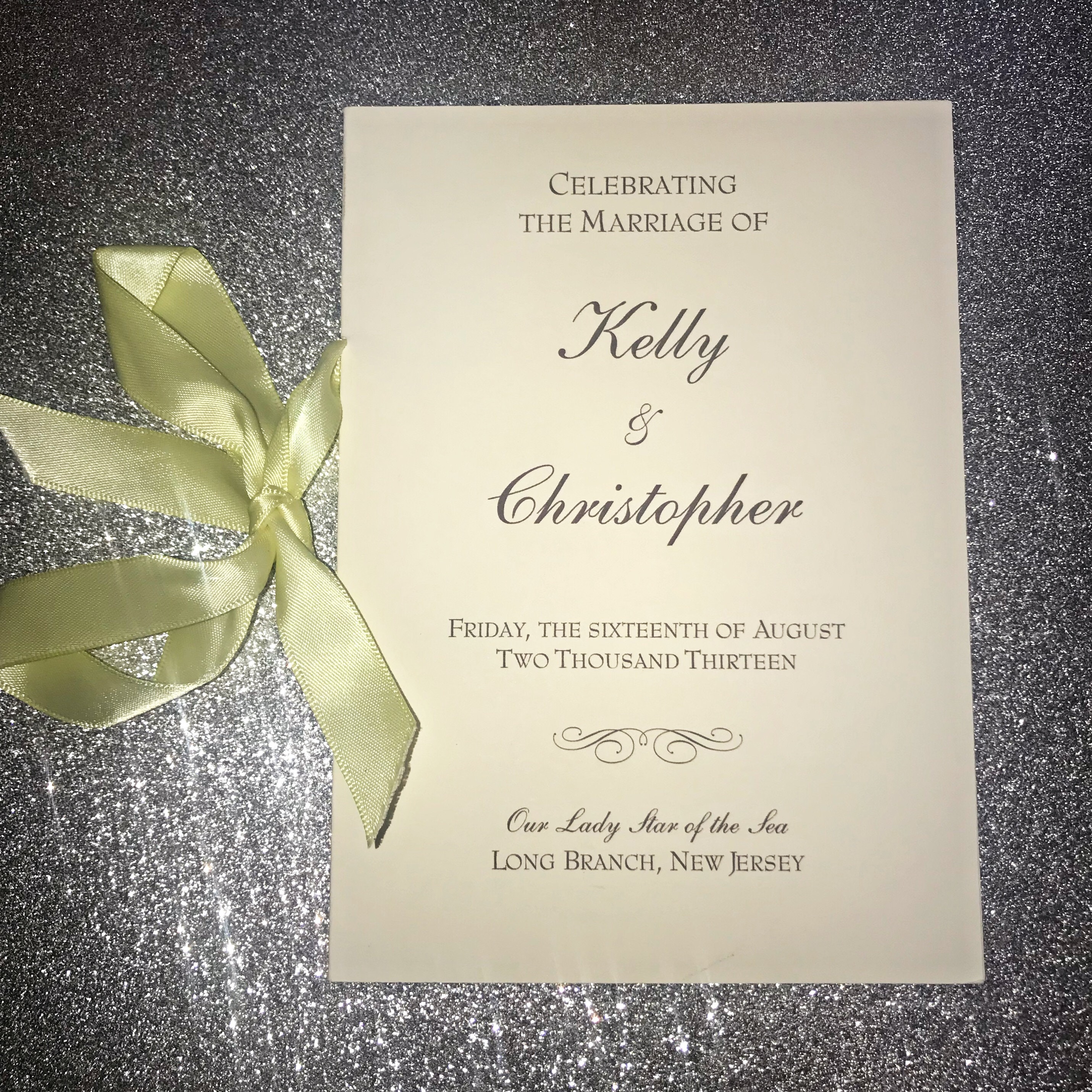 Wedding Ceremony Programs Folded With Ribbon Personalized Color and ...