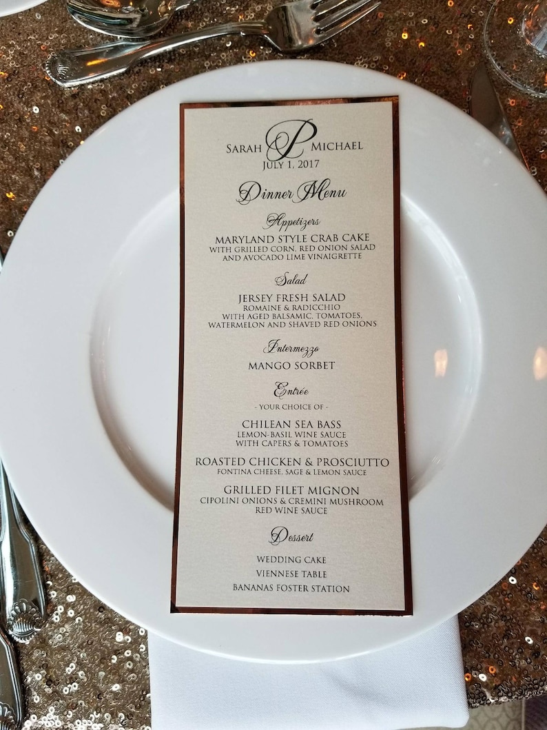 MENU - ROSE GOLD, Double Layer Shimmer Stock Card - Etsy