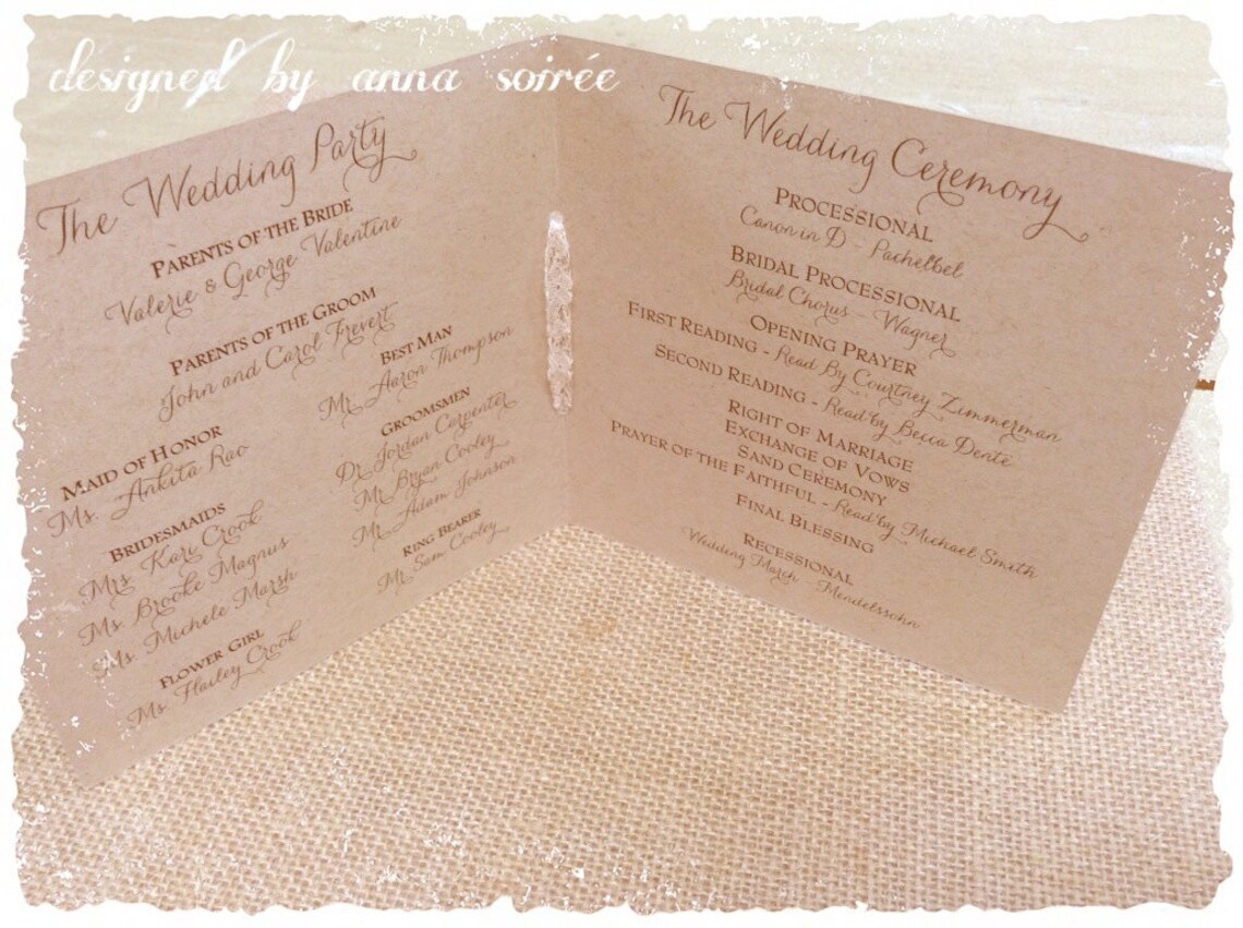 RUSTIC or BEACH Theme Mini-square Wedding Ceremony PROGRAMS With Lace ...