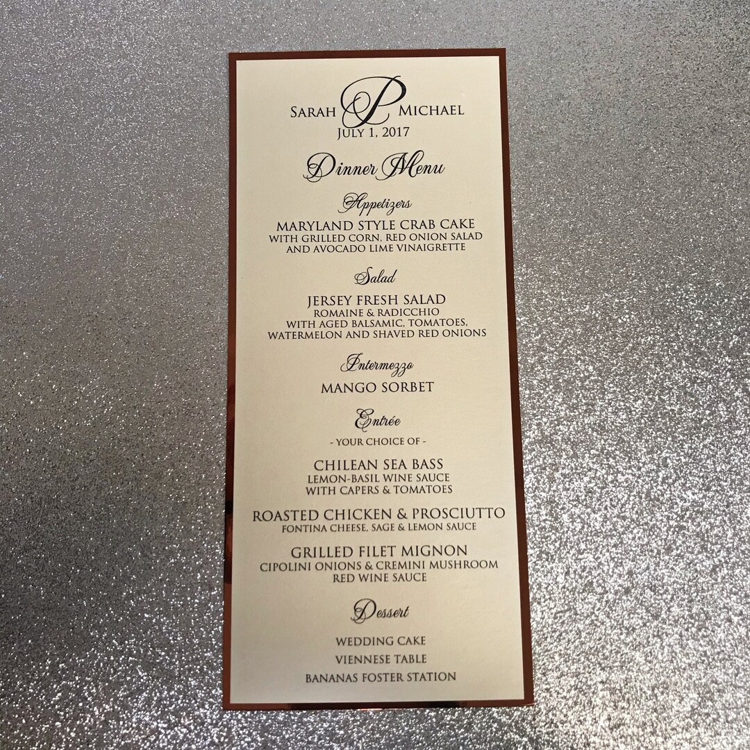 MENU - ROSE GOLD, Double Layer Shimmer Stock Card - Etsy