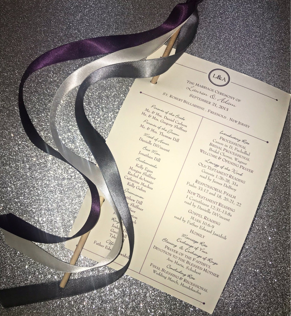 WEDDING CEREMONY PROGRAMS With Ribbon Wand Attached Customized for Any ...