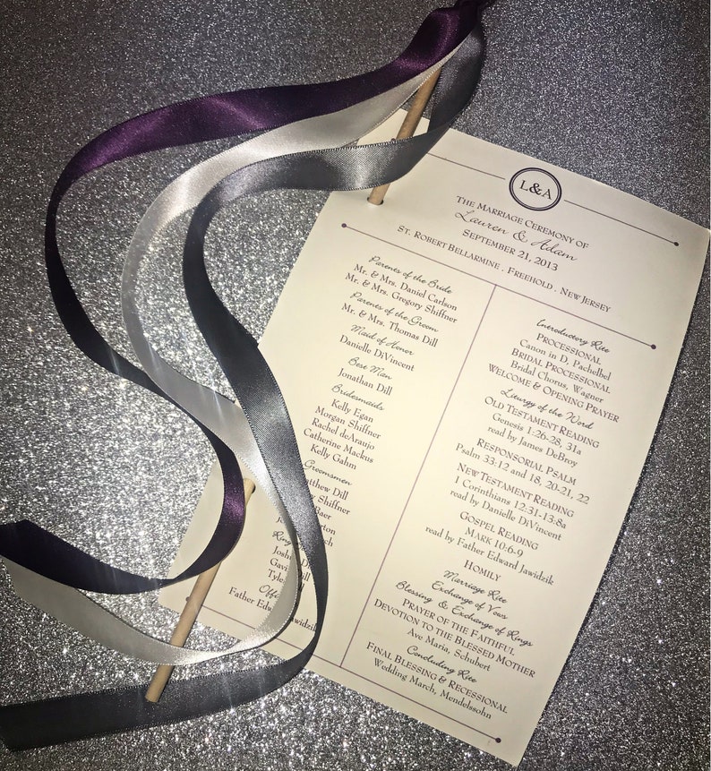 WEDDING CEREMONY PROGRAMS With Ribbon Wand Attached!! Customized for ...