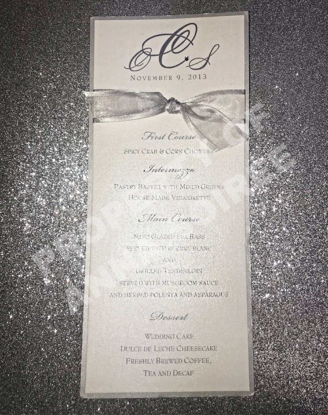 MENU Wedding Reception, ALL OCCASION Double Layer With Ribbon ...